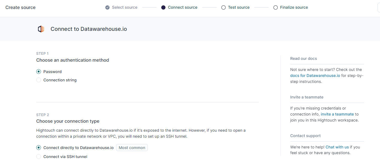 Datawarehouse.io for Hightouch Setup Guide
